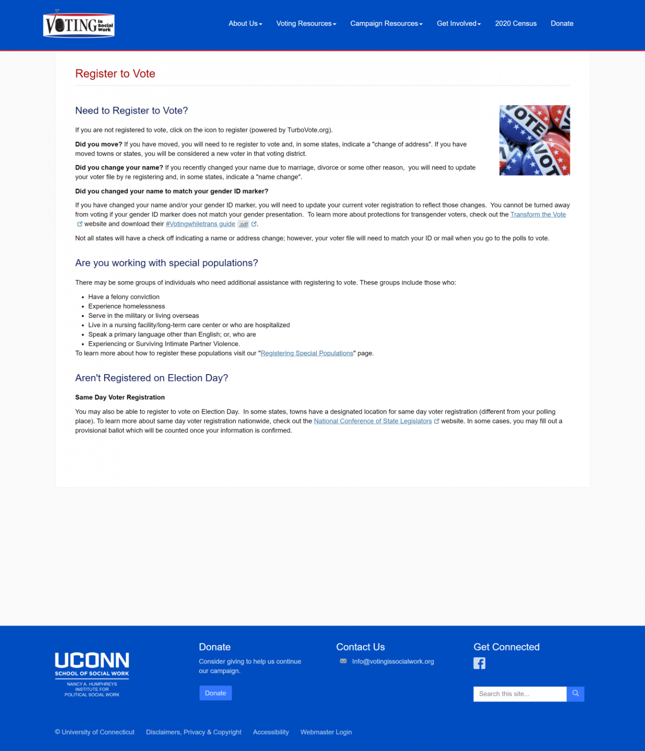 Voting is Social Work | Web Development